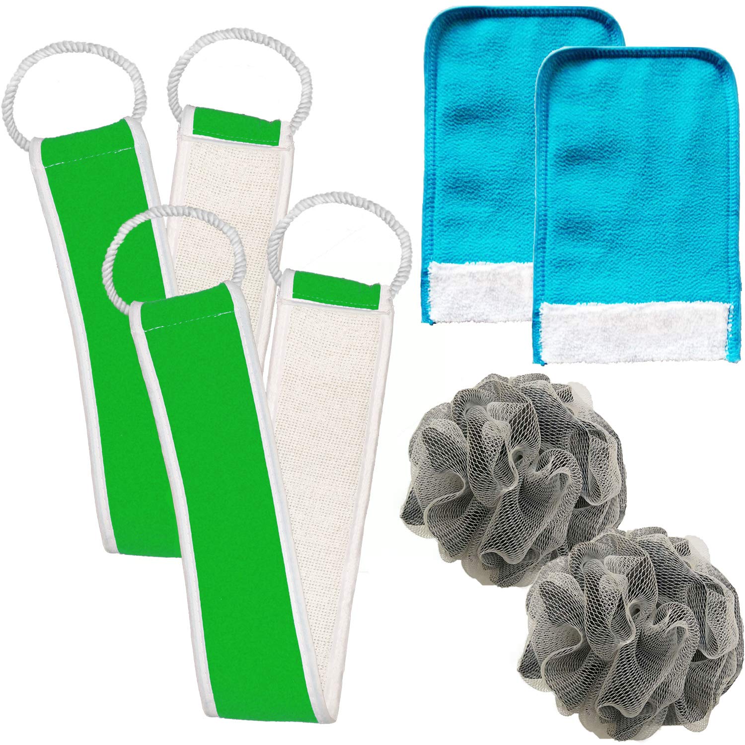 Jalousie 6 Pack Exfoliating Bath Gloves, Exfoliating Back Scrubber, and Bath Shower Sponge Loofahs for Shower, Spa, Massage and Body Scrubs…