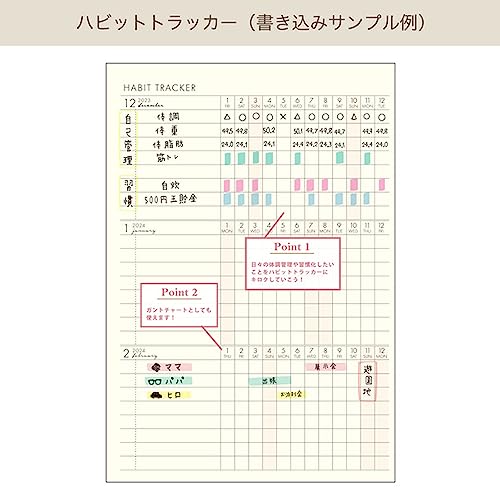 Lab Clip 2401KFR-WH Notebook, Begins in January 2024, B6, Weekly Block, Ruffle, White,
