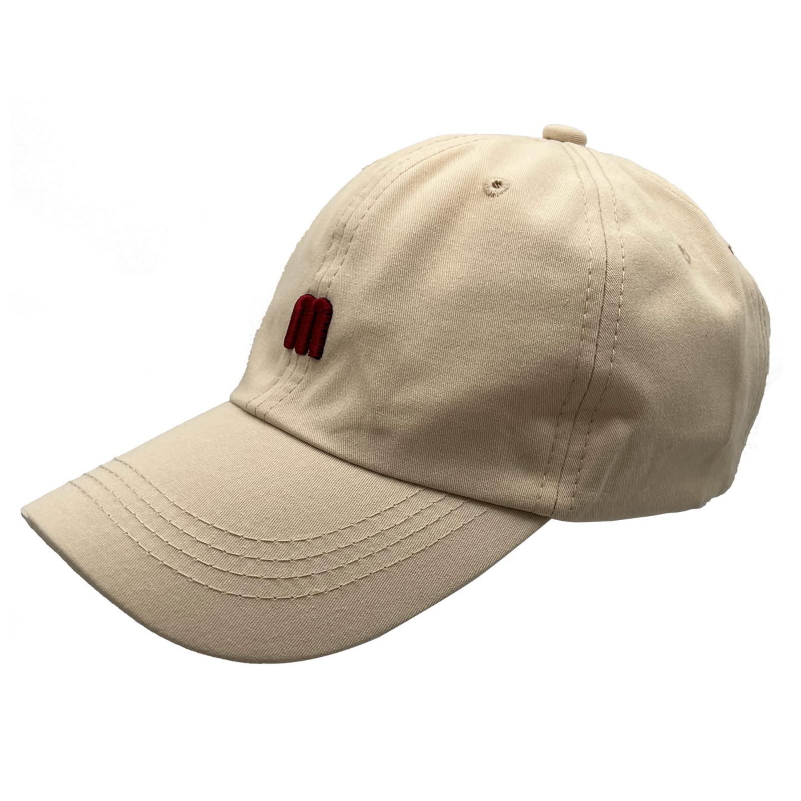 M Letter Cotton Baseball Cap Adjustable Strapback Washed Embroidered Sun Dad Hat for Men Women Golf Hats Beige