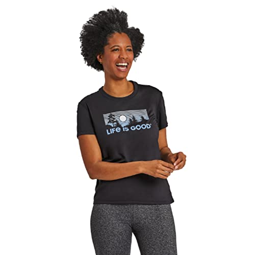 Life is Good Women's Active Tee (Forest Vista - Jet Black, Large)
