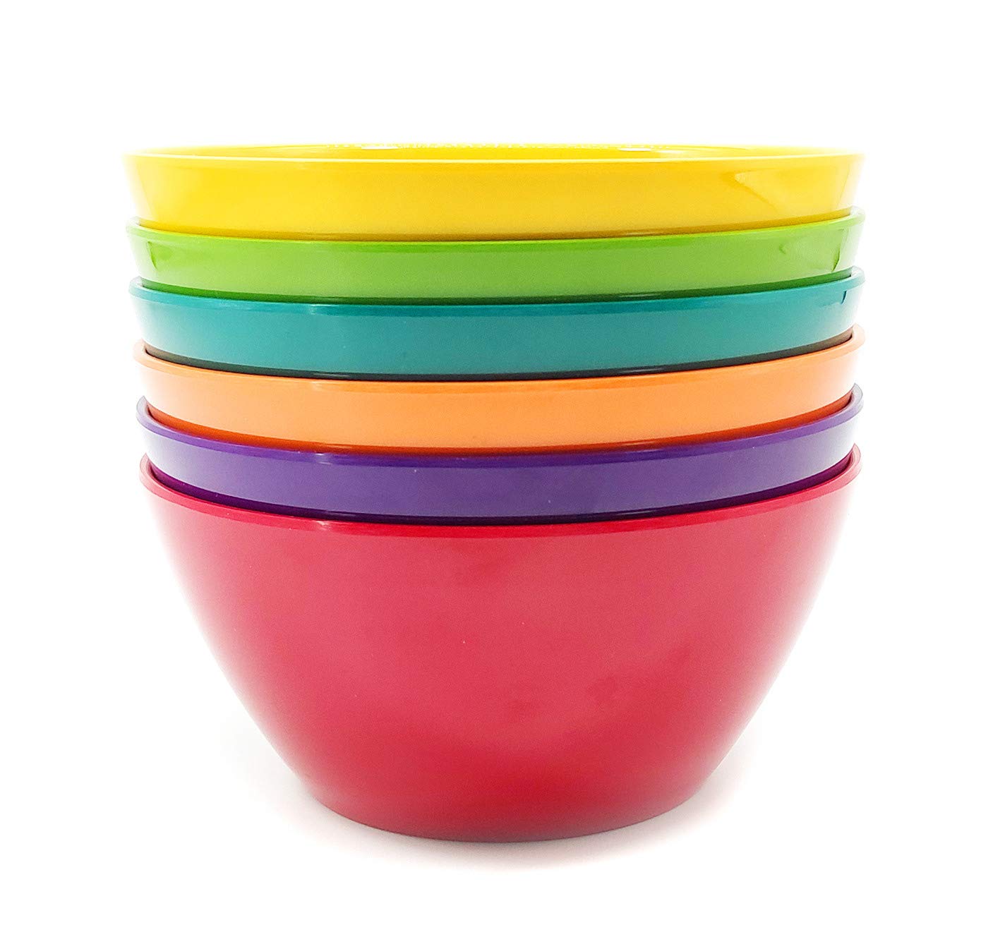 KOXIN-KARLU 6-inch Melamine Bowls, 26-ounce Cereal Bowls Salad Bowl, set of 6 Multicolor | 100% Melamine, Dishwasher Safe, BPA Free