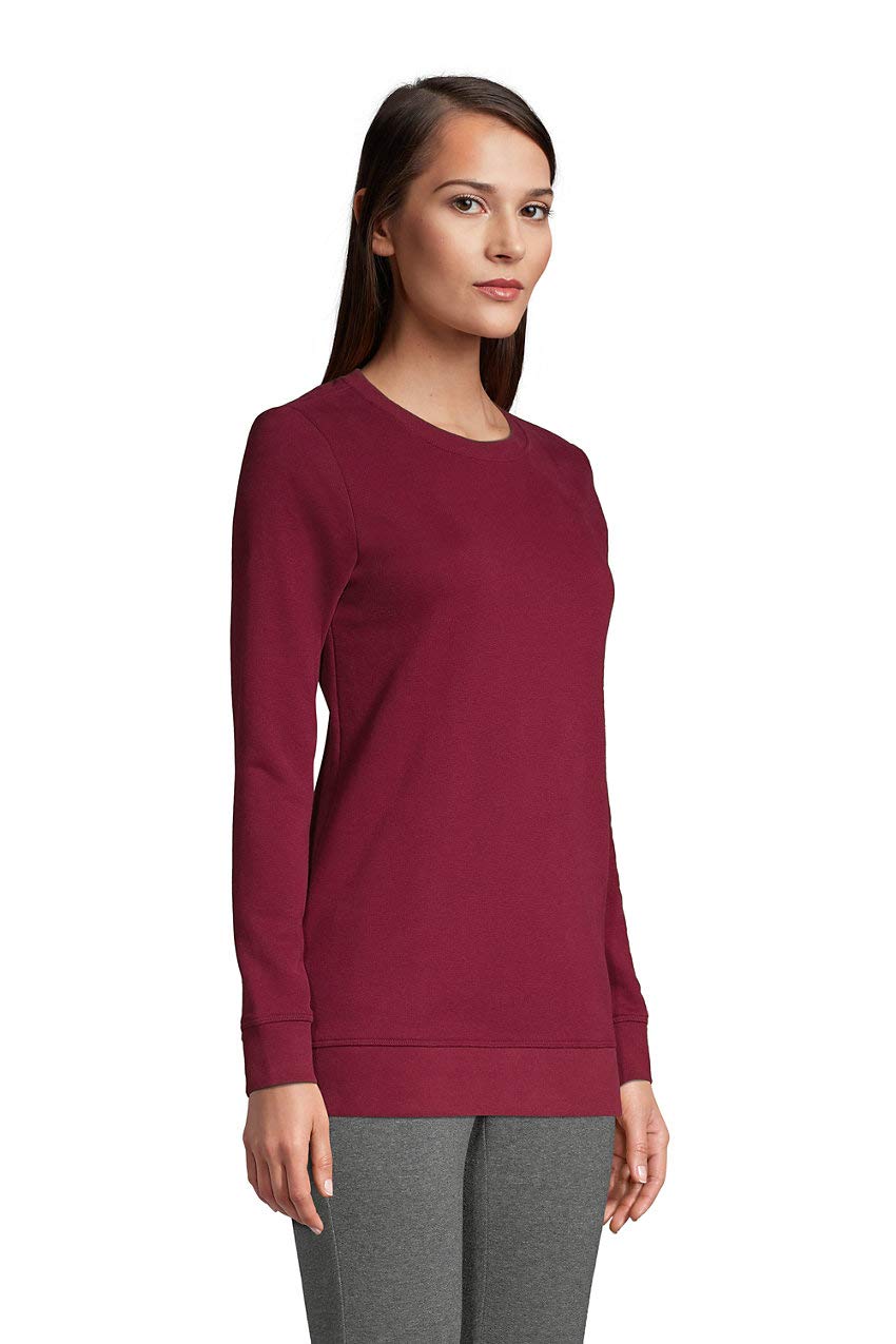 Lands' End Womens Long Sleeve Sweatshirt Tunic Rich Burgundy Regular Medium