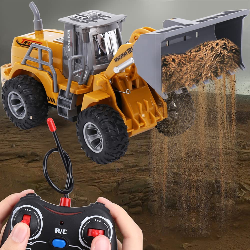 OFFKITSLY Remote Control Bulldozer Full Functional RC Front Loader Tractor Construction Vehicles Toy Trucks for Boys Gift…