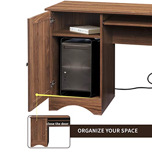 Large 66’’ L Shaped Desk Corner Computer Desk PC Table Home Office Writing Gaming Workstation with Drawers,File Cabinet,Hidden Storage Space Shelf,Walnut,66’’L x 66’’L x23.6’’W x30.3''H