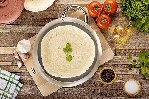 IMUSA USA 11.5" Stainless Steel Round Comal w/Stainless Steel Single Handle
