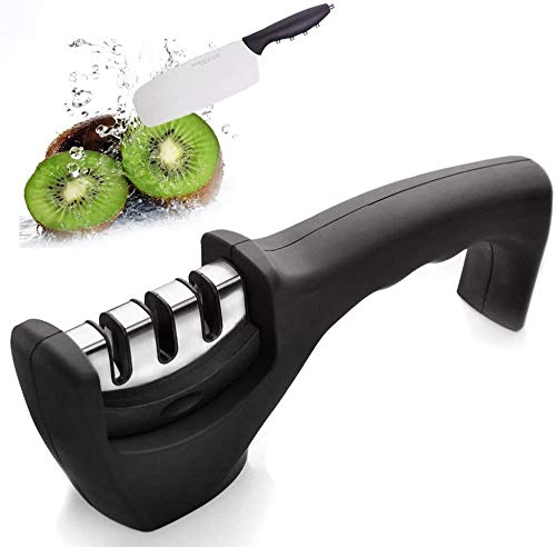 Kitchen Knife Sharpener, Professional 3-Stage Kitchen Sharpener, Sharp And Fast Hand-held Kitchen Tool Polishing, With Ergonomic Handle And Non-slip Base