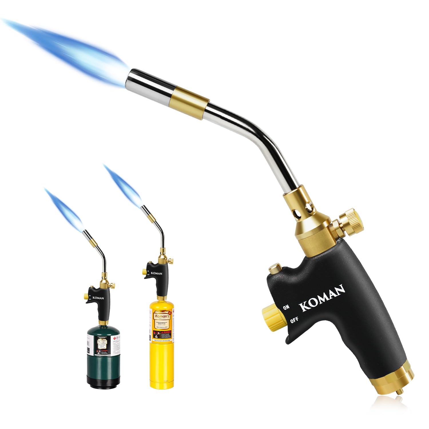 KOMAN Propane Torch Head,High Intensity Trigger Start Mapp Gas Torch Kit with Self Ignition, Welding Torch Head by Propane MAPP, MAP/PRO,for Soldering,Brazing,Stripping Paint,Cooking(CSA Certified)