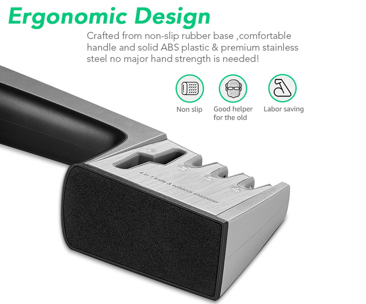 Kitchen Knife Sharpener,4-in-1 Kitchen Knife Sharpener: 4-stage Knife And Scissors Sharpener To Help Repair And Polish The Blades And Sharpen The Scissors, Non-slip Base-comes