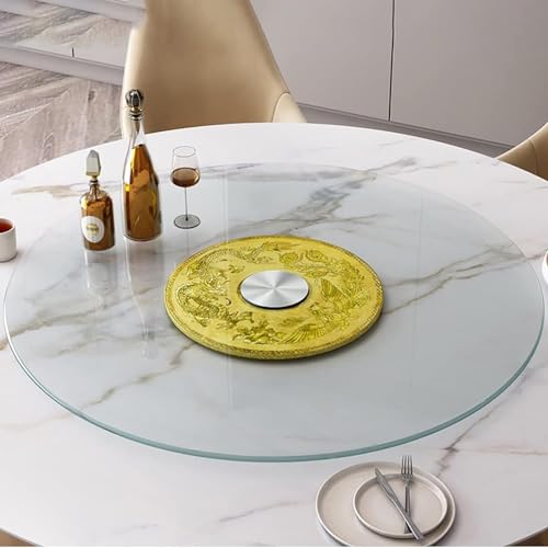 Lazy Susan Rotating Turntable Tray, Clear Round Tempered Glass Serving Plate Rotating Heavy Duty Turntable, for Kitchen Dining Tables Decorative Glass Furniture ( Color : Clear , Size : 80cm (31.5inch