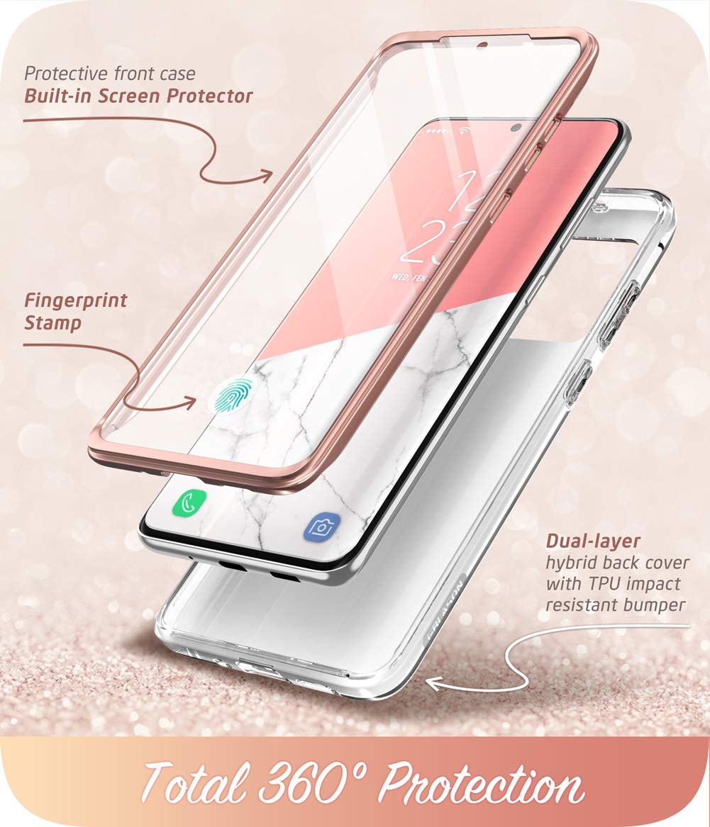 i-Blason Cosmo Series Case for Samsung Galaxy S20 Ultra 5G (2020 Release), [Built-in Screen Protector] Slim Stylish Protective Case (Marble)