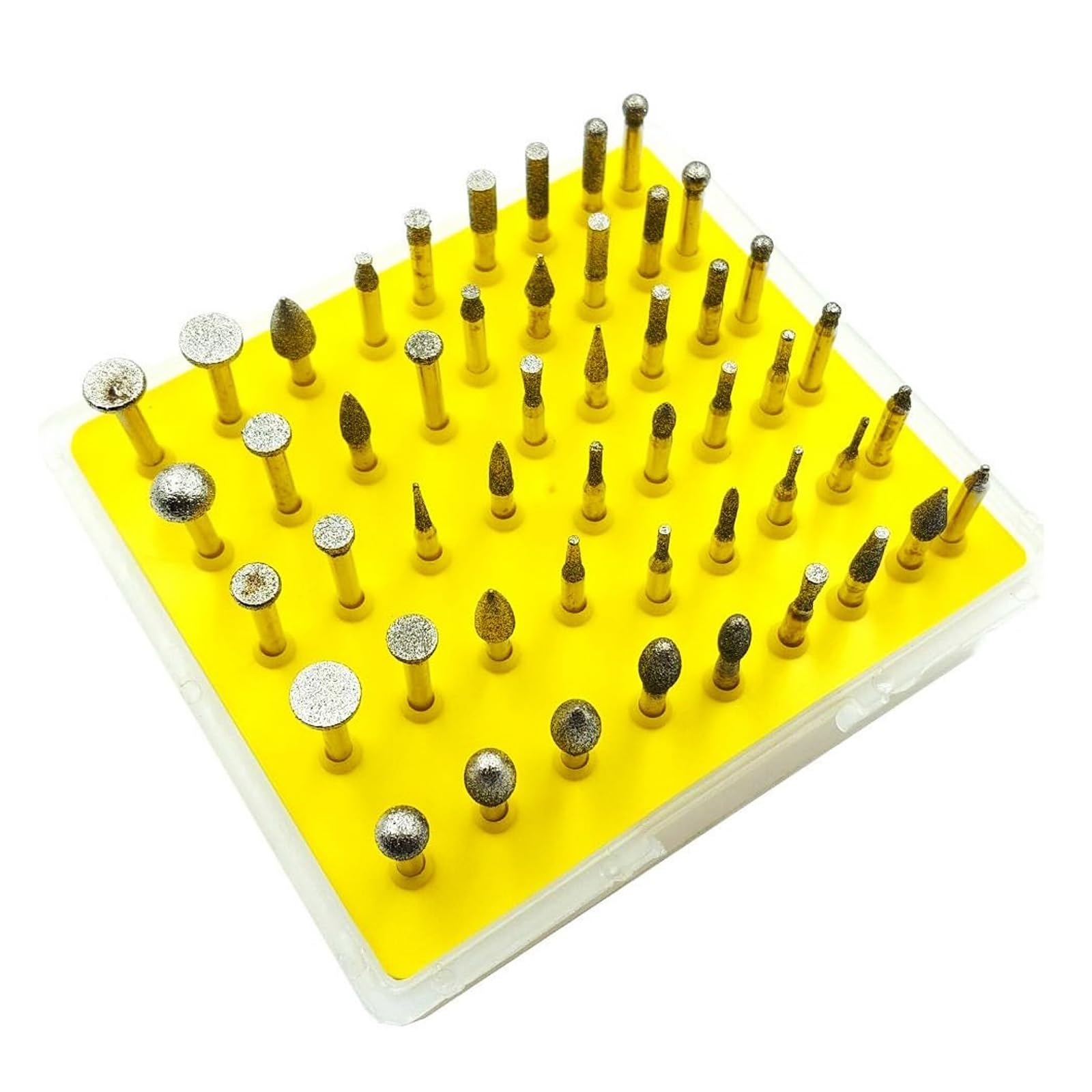𝐉𝐔𝐍𝐋𝐈𝐗𝐍 50 Pcs Diamond Burr Sets, 1/8 Inch Shank Various Shapes Stone Carving Bits Diamond Mounted Grinding Kits for Electric Rotary Tools