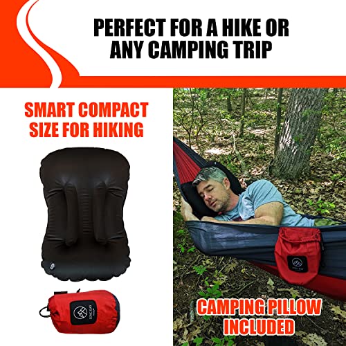 Long Day Camping Hammock with Camping Pillow Included- Portable Hammock - Single or Double Hammock Camping with Tree Straps and Hammock Pillow Included (Blue/Blue)