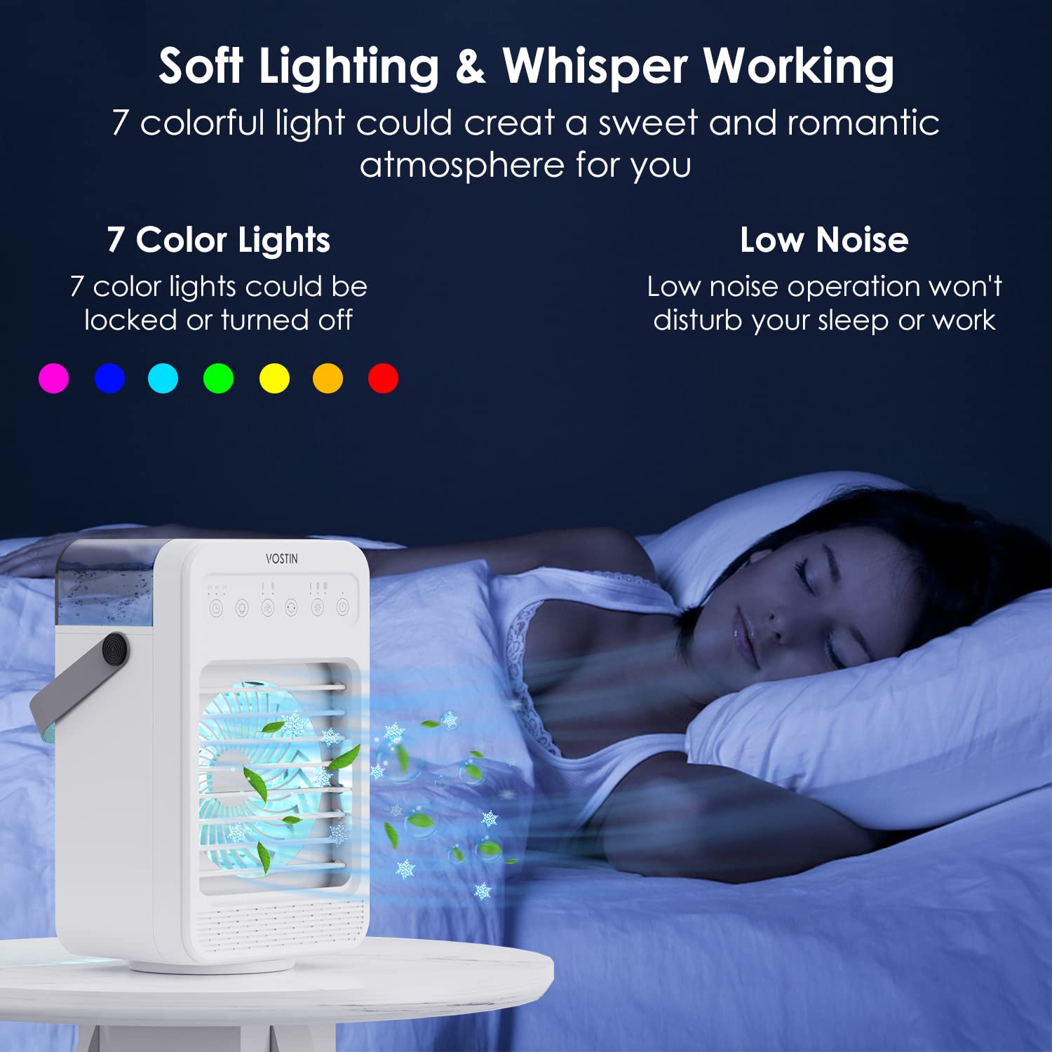 Portable Air Conditioners - 75°Rotation Evaporative Air Cooler, Portable Desktop Cooling Fan with 4 Wind Speed & LED Light, 7 Cool Mist & 2-6H Timer, Air Conditioner Portable for Room Office Autumn