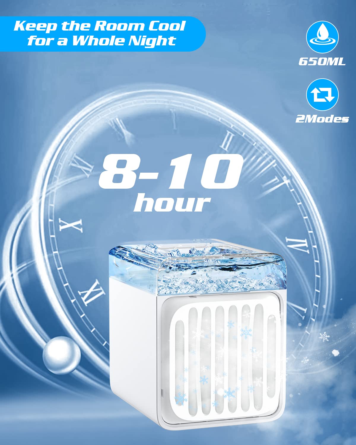Portable Air Conditioner Fan,Personal Air Cooler Rechargeable Evaporative Air Cooler with 2 Freezing Boxes