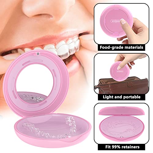 Retainer Case With Adjustable Vents And Mirror - Best Slim Aligner Case For Mouth Guard & Retainer - Creative Design In USA - Compatible With 99% Retainer