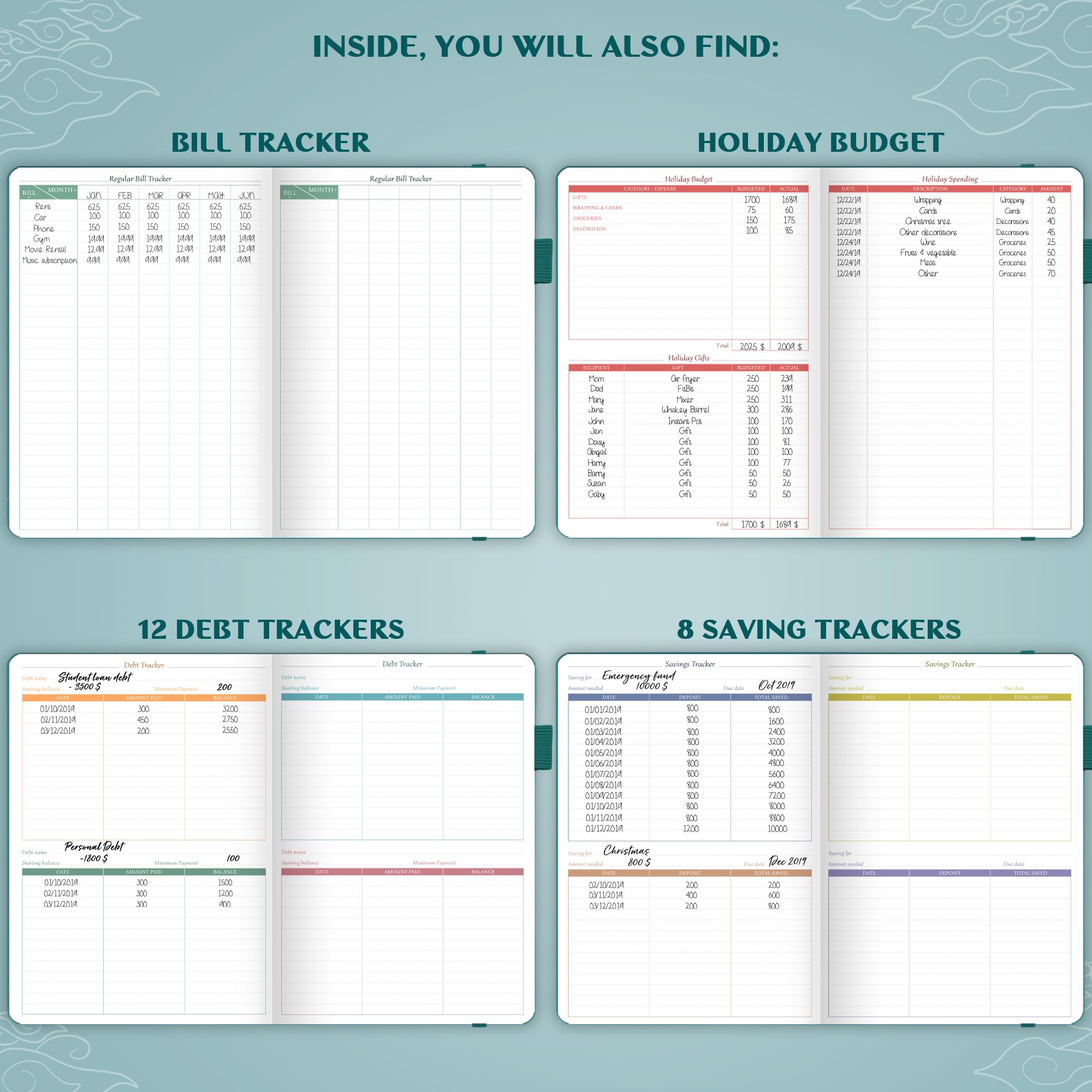 Legend Budget Book - Personal Finance Planner - Undated Monthly Journal for Budgeting, Saving Money & Bill Organizer, A5 (Dark Teal)
