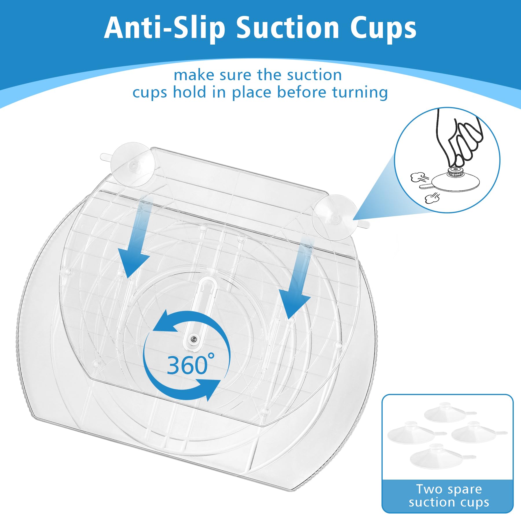 Lazy Susan Turntable Organizer for Refrigerator, Clear Square Rotating Fridge Organizer and Storage, 16.54''Lazy Susan for Kitchen, Table, Pantry, Cabinet, Countertop
