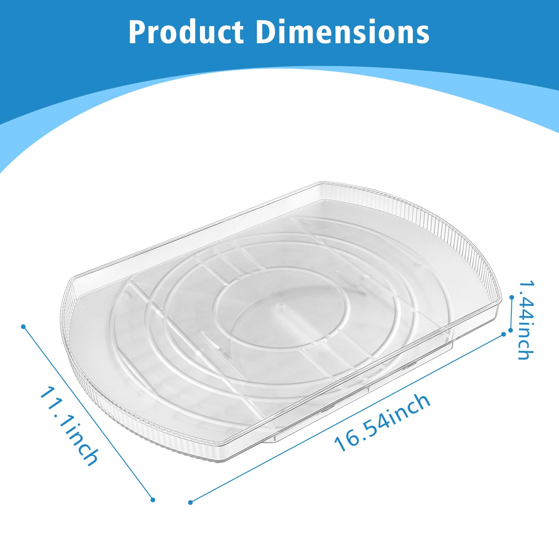 Lazy Susan Turntable Organizer for Refrigerator, Clear Square Rotating Fridge Organizer and Storage, 16.54''Lazy Susan for Kitchen, Table, Pantry, Cabinet, Countertop