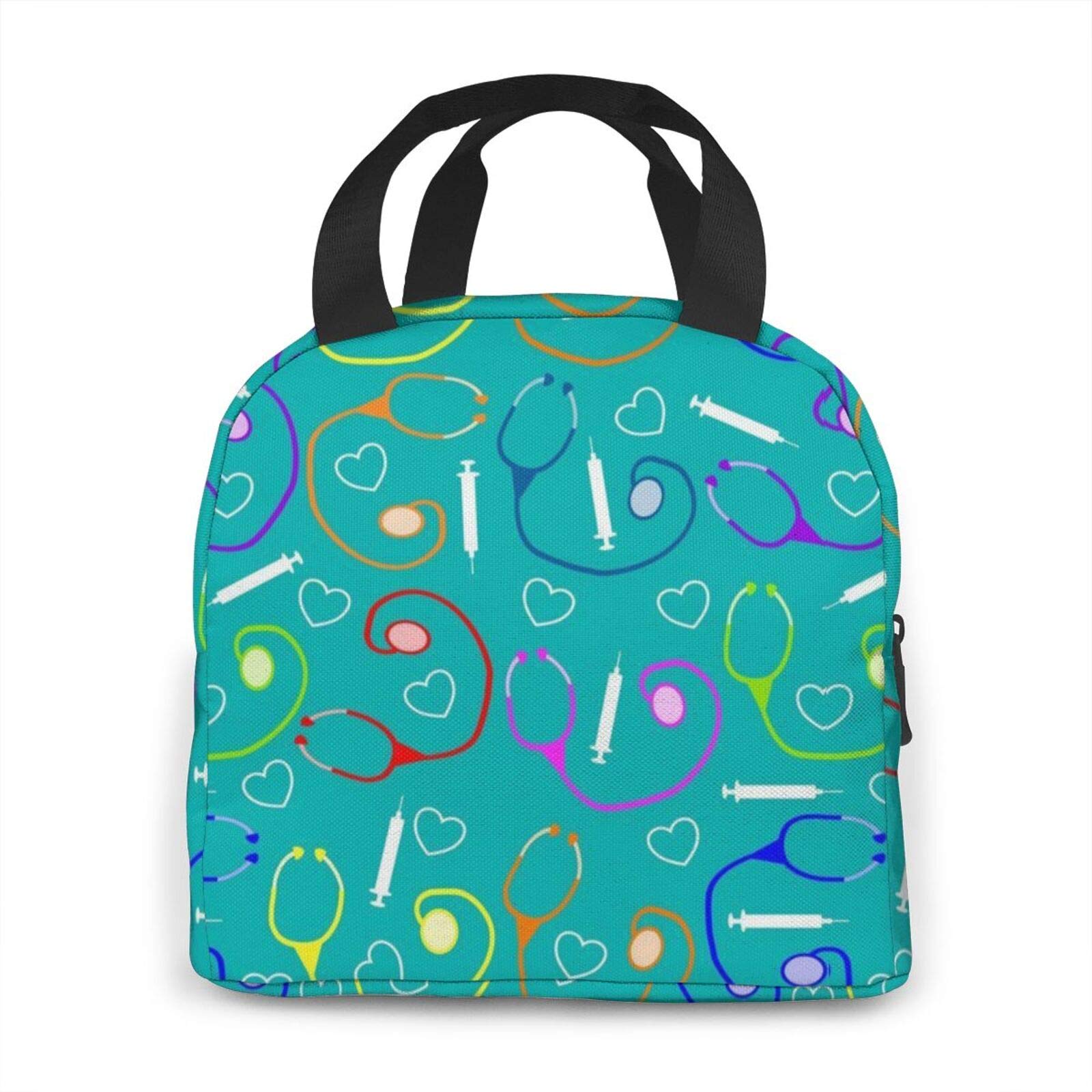 Medical Theme Nurse Lunch Bag For Women Insulated Lunch Box Reusable Cooler Tote Bag For Work Picnic Travel