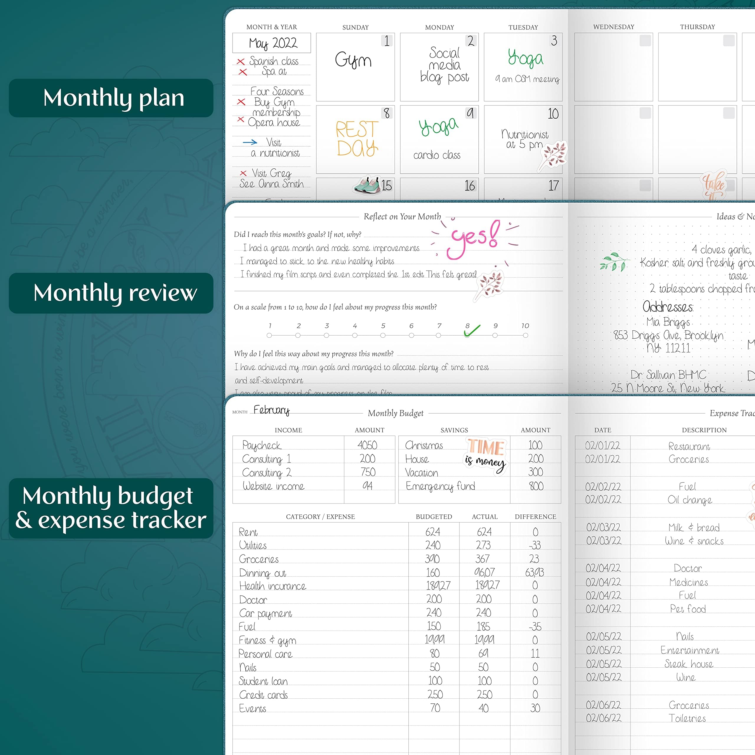 Legend Planner PRO Premium โ Large Undated Weekly, Monthly & Budget Planner with Habit Tracker โ Life Organizer for Time & Task Management, Goal Setting & Productivity โ A4 size (Dark Teal)