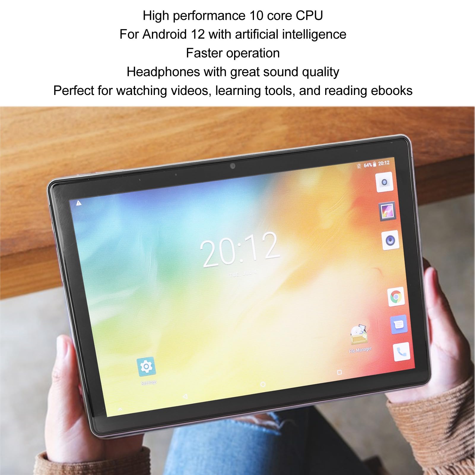 ICRPSTU Smart Tablet, 1920x1200 Resolution 12+256GB 100β240V 8+20MP Dual Camera 5G WiFi Tablet with Earphones for Office (#3)