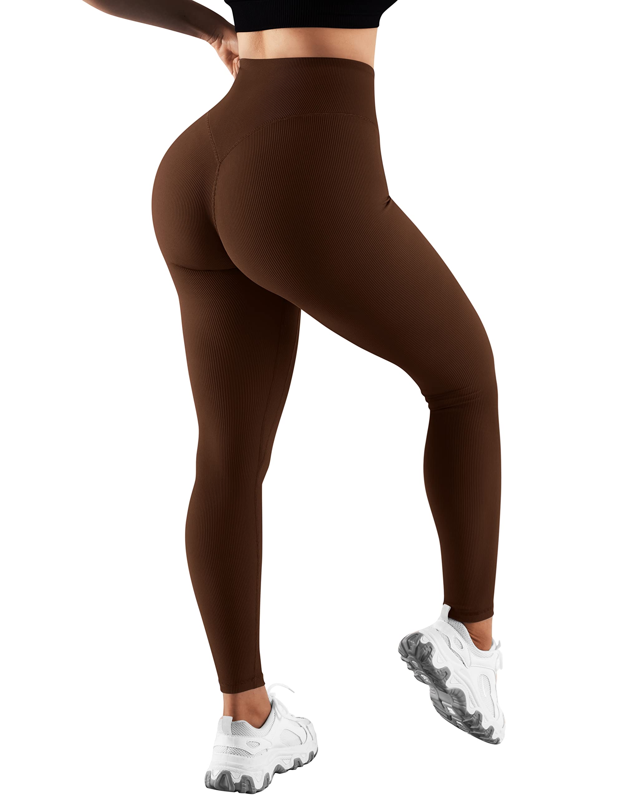 OMKAGI Women Seamless High Waisted Workout Leggings with Pocket Tummy Control Yoga Pants(L,1277-Red)