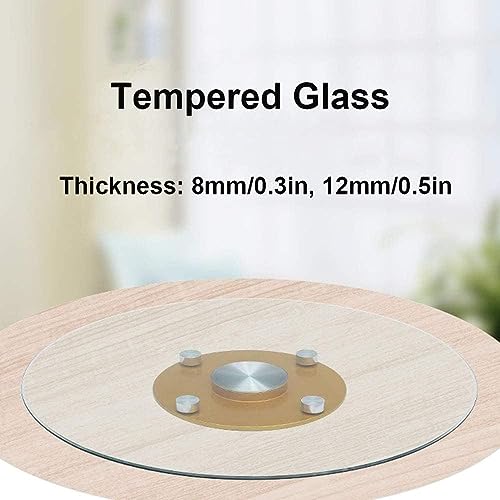 Lazy Susans Turntable Tempered Glass Lazy Susan Turntable, Round Frosted Tempered Glass Tabletop Rotating Serving Tray For Dining Table - Transparent (Color : 12mm/0.5in Thick, Size : 68cm/27in)