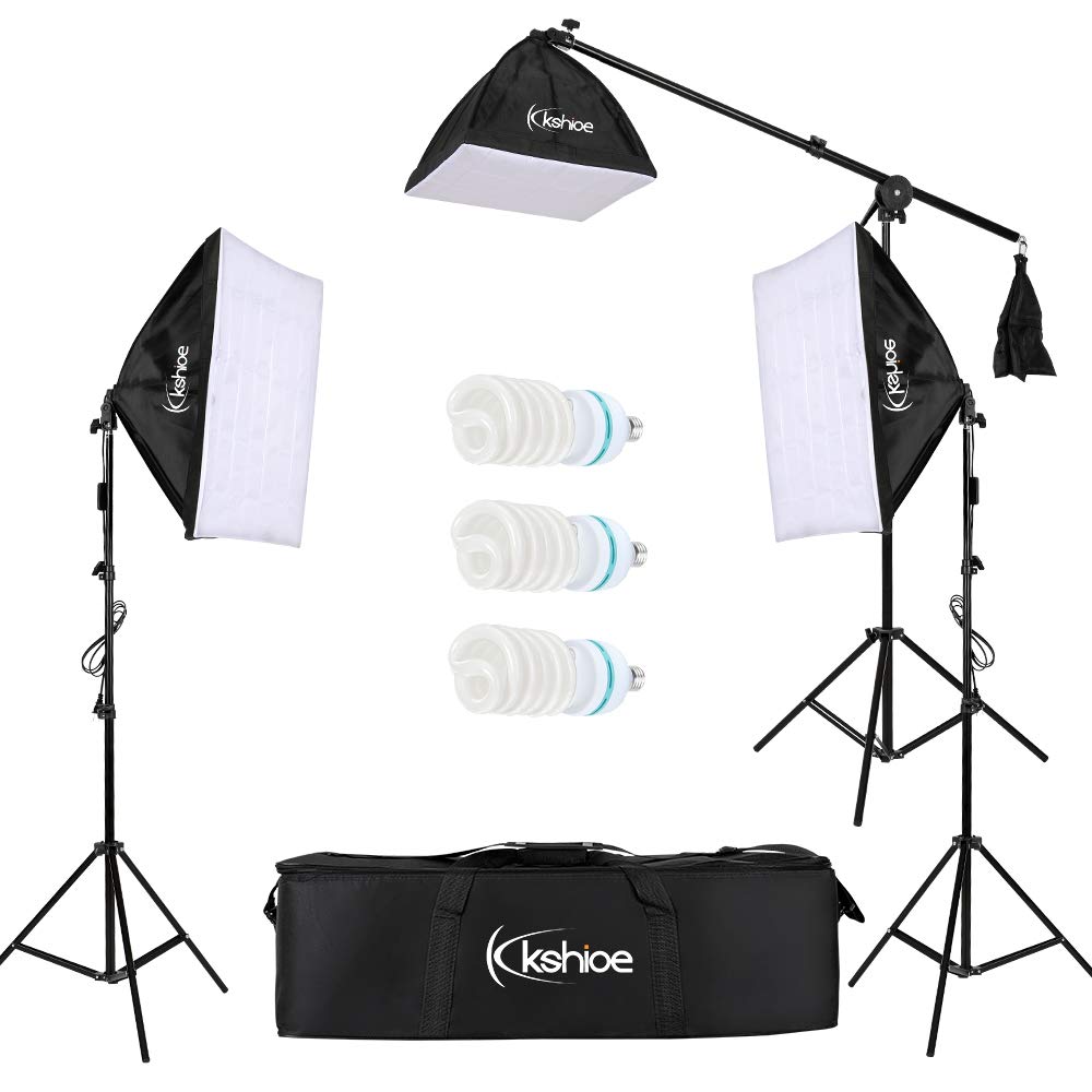 Kshioe Photography Softbox Lighting Kit Continuous Lighting System Photo Equipment Soft Studio Light with Light Stands and Convenient Carry Bag (135w 3 Sets)