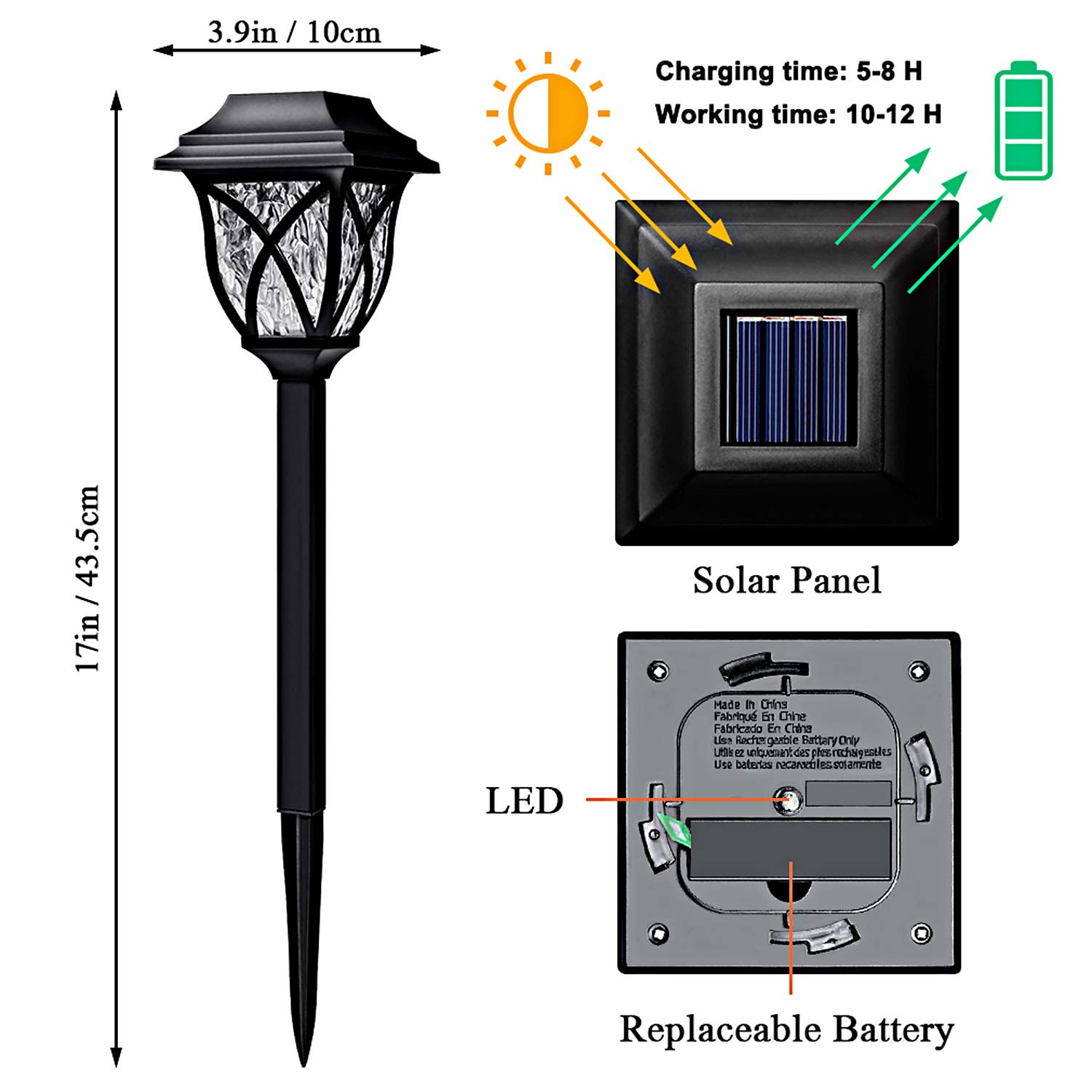 LazyBuddy Solar Pathway Light, Solar Lights Outdoor Decorative, LED Auto On/Off Christmas Landscape Lighting Spike Mounted Garden Stake Light for Path, Walkway, Lawn, Yard (12 Pack)