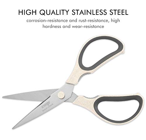 Kitchen Scissors Heavy Duty 2-Pack, LIVINGO Stainless Steel Kitchen Shears Come Apart, 8 Inch Dishwasher Safe Food Scissors for Cutting Chicken, Poultry, Wheat Straw Sharp Utility Cooking Scissors