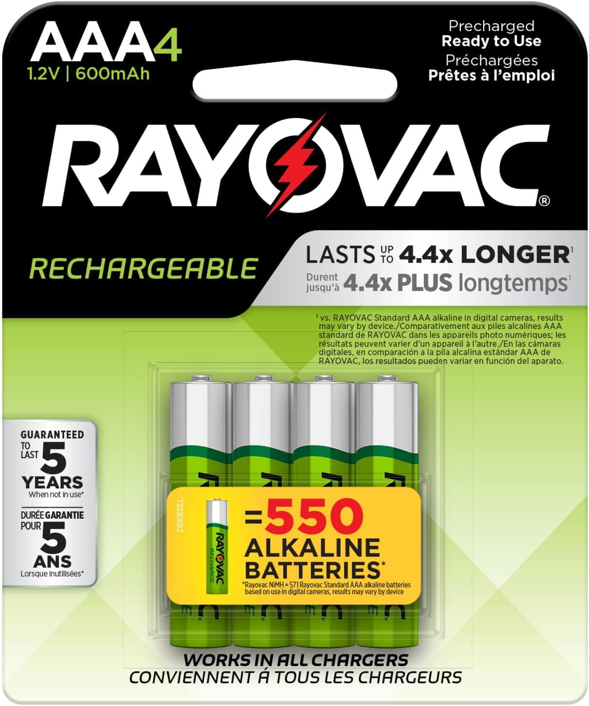 Rayovac AAA Plus Rechargeable Batteries and USB Battery Charger Bundle Pack, 4 AAA Batteries