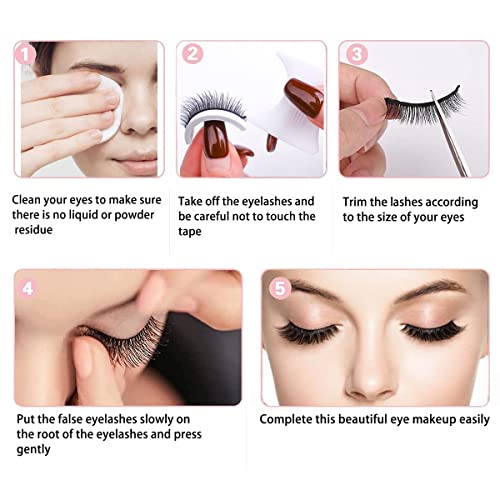 Ksiliup Reusable Self Adhesive Eyelashes 3 Styles False Eyelashes No Eyeliner or Glue Needed Stable False Lashes Natural Look Easy to Put On Waterproof Fake Eyelashes (3 Styles)