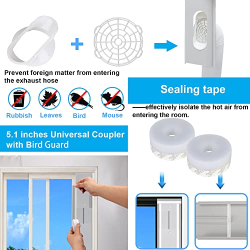 Portable Air Conditioner Window Kit, Upgrade Portable AC Window kit, Window Vent Kit with 2pack 3m Seal, Sliding AC Vent Kit for Exhaust Hose (5.1"/13cm)
