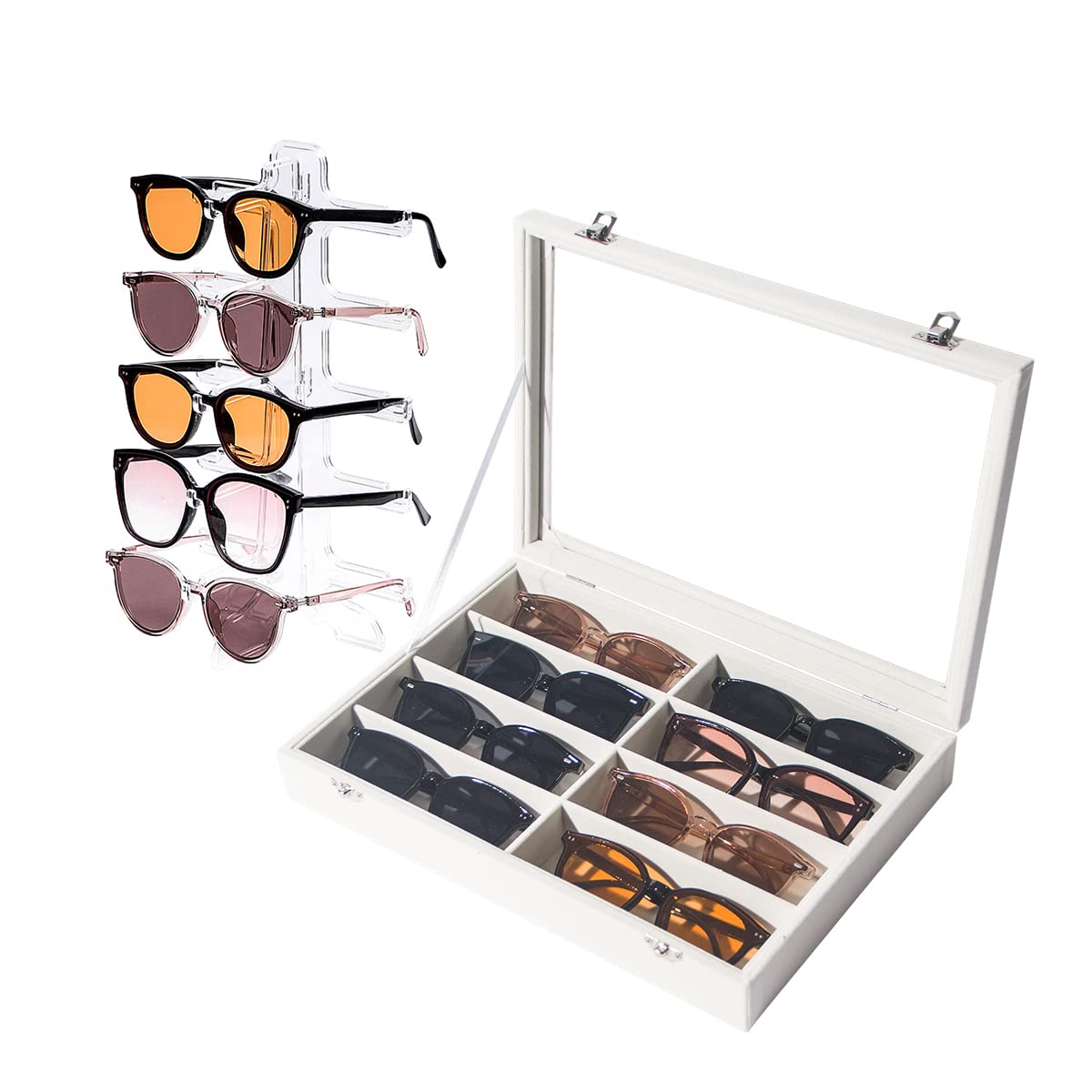 Pangkeep Sunglasses Organizer for Women Men, Eyeglasses Eyewear Display Case,Sunglasses Collection Box, Sunglass Glasses Storage Holder Box,8 Slots