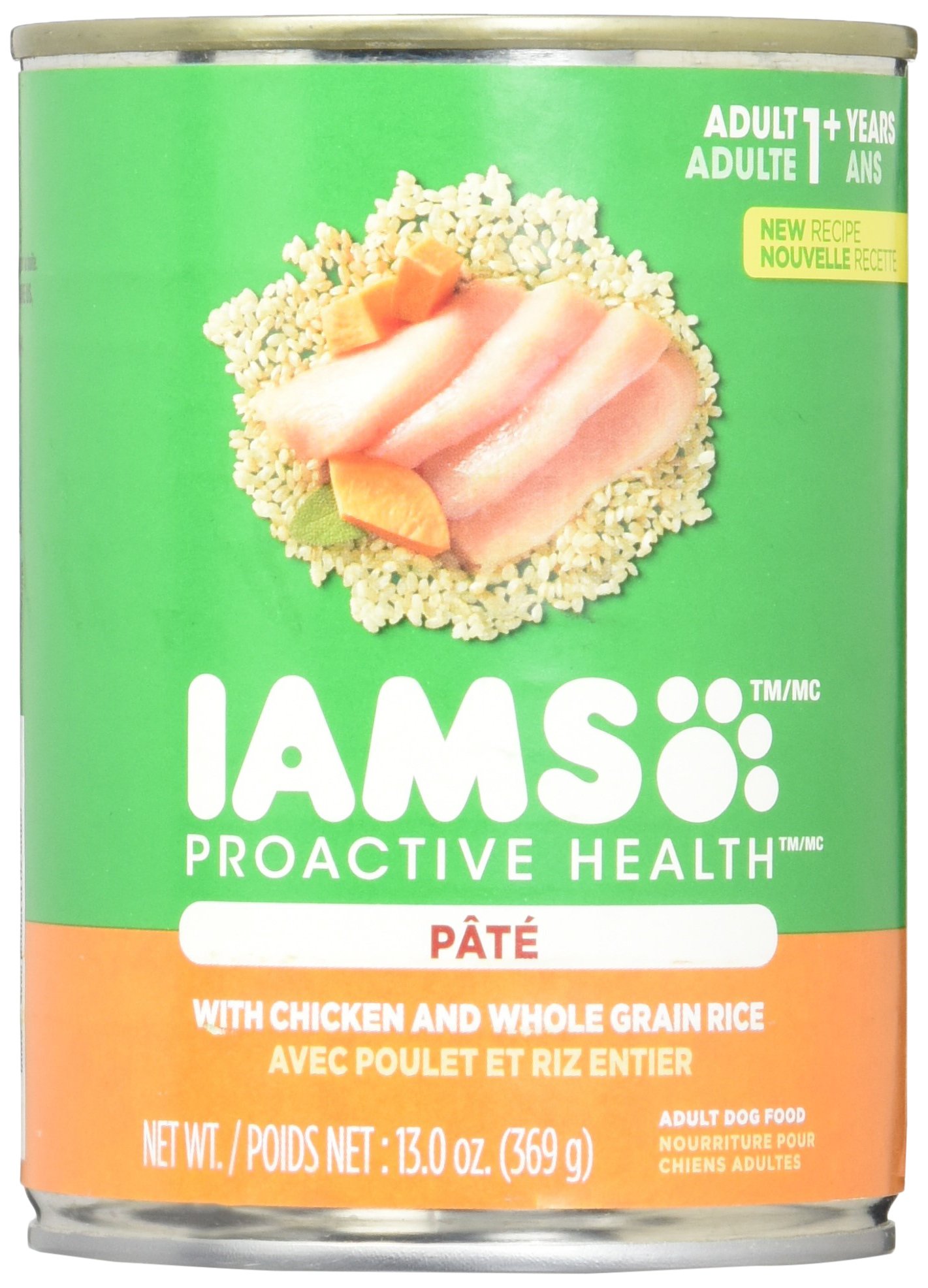 IAMS Proactive Health Dog Food, Classic Pate Ground Savory Dinner with Chicken & Rice, 13-Ounce Can