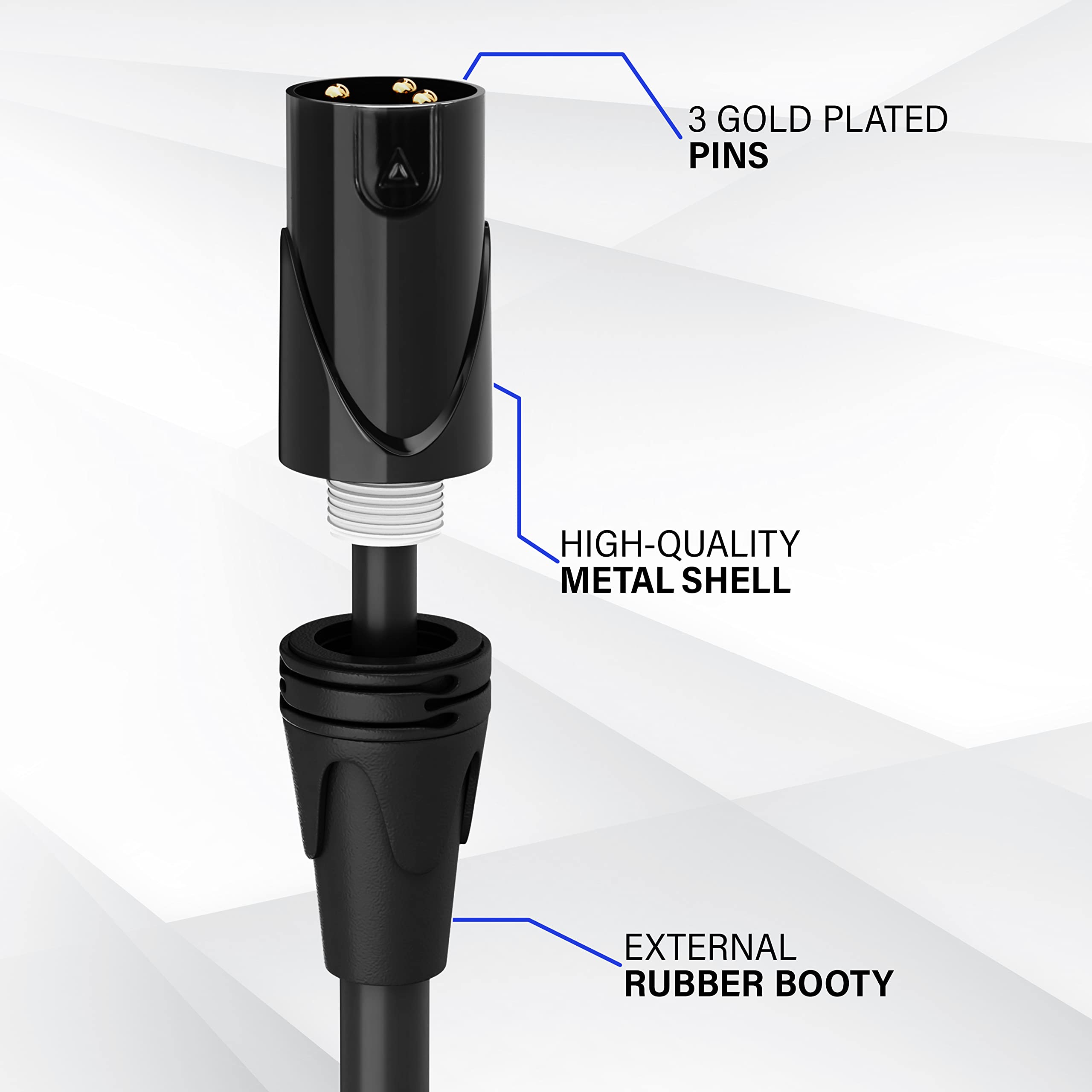 LyxPro 100 Feet XLR Microphone Cable Balanced Male to Female 3 Pin Mic Cord for Powered Speakers Audio Interface Professional Pro Audio Performance and Recording Devices - Black