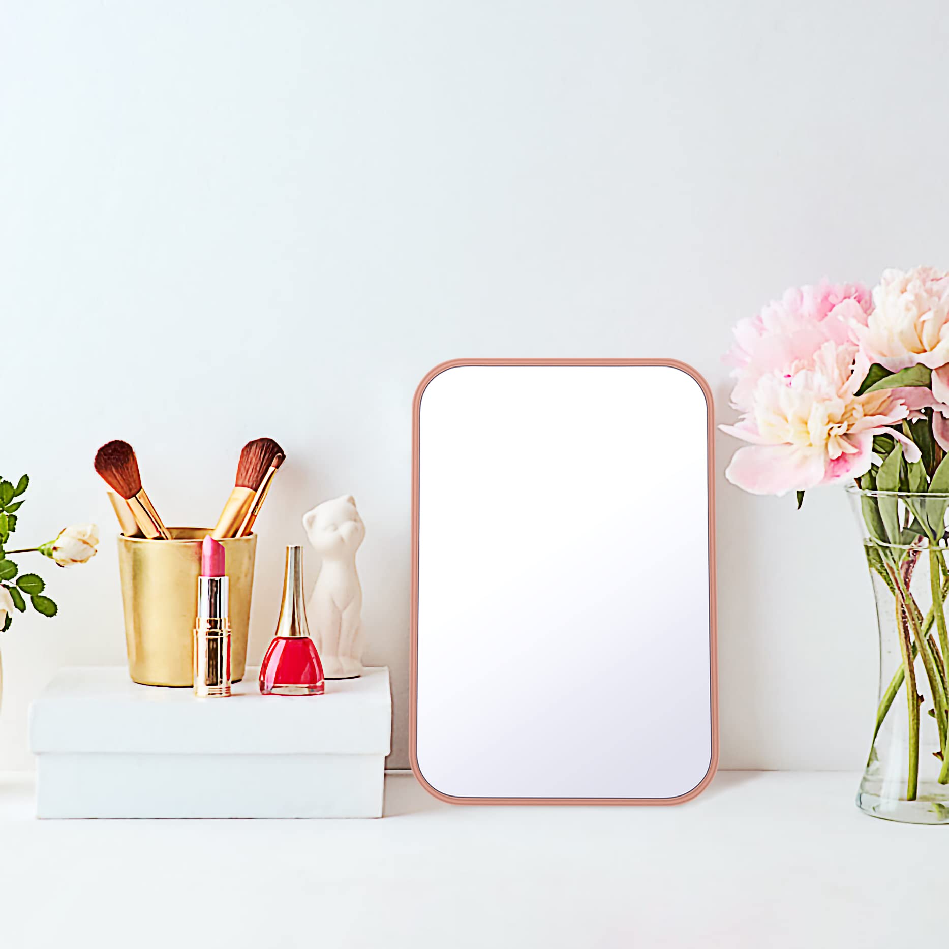 Ponpon 1Pcs Desktop Makeup Mirror, Foldable Tabletop Makeup Mirror Portable Small with Stand for Tabletop, Bathroom, Desk, Bedroom