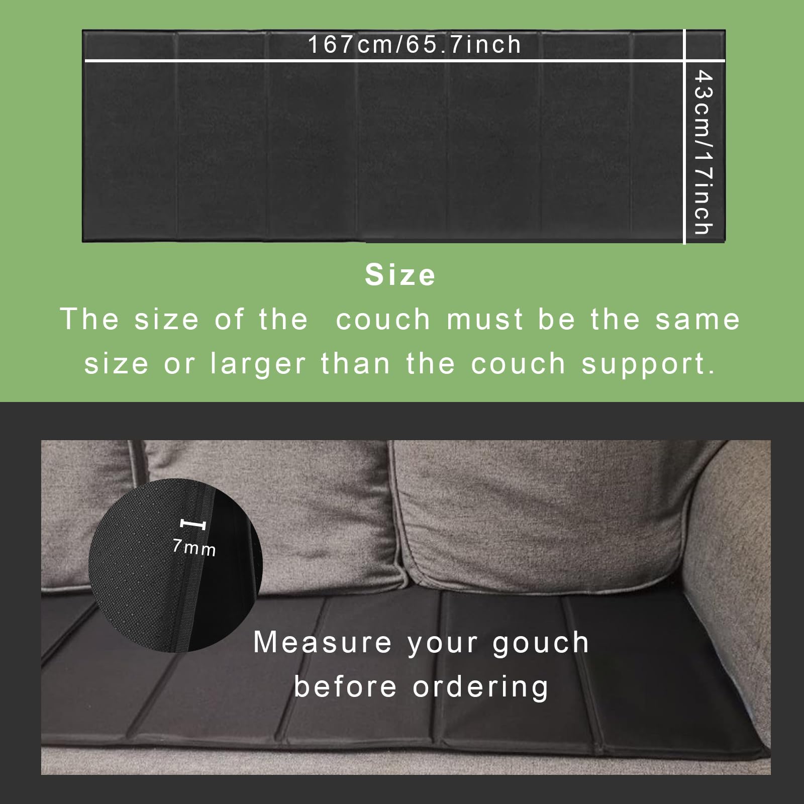 LANIAKEA 2PCS Couch Cushion Support, Heavy Duty Sofa Cushion Support Board, 17"x 66"Couch Supports for Sagging Cushions, 0.3" Thick