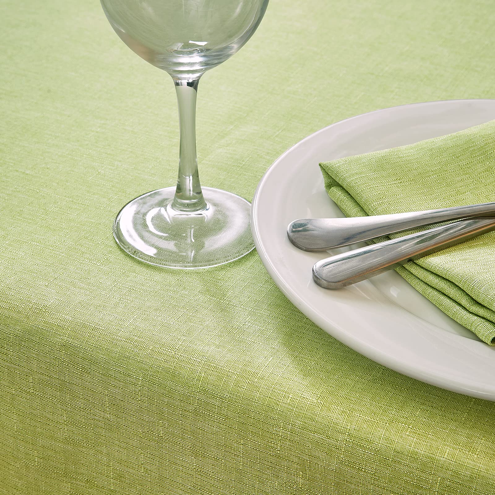 Mebakuk Rectangle Table Cloth Linen Farmhouse Tablecloth Waterproof Anti-Shrink Soft and Wrinkle Resistant Decorative Fabric Table Cover for Kitchen (Mint Green, 52" x 70" (4-6 Seats))