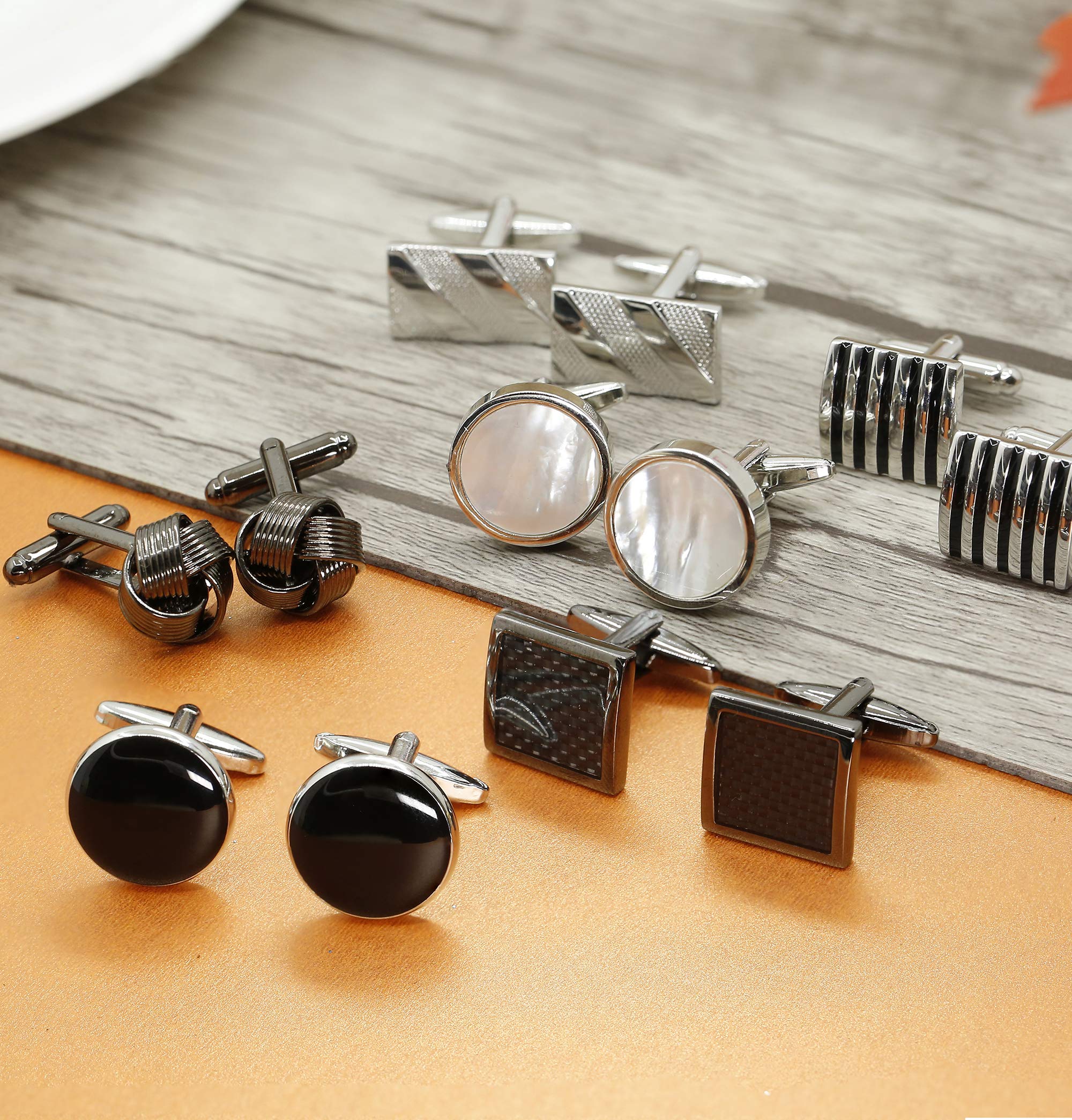 Jstyle 6Pairs Classic Cufflinks Set for Men Wedding Bussiness Cufflink Shirts Mens Jewelry With Gift Box