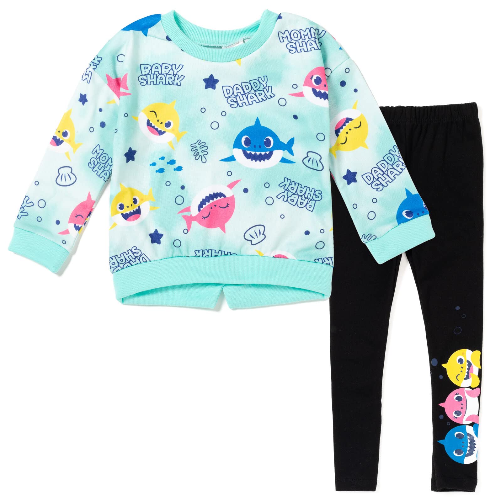 Pinkfong Baby Shark Baby Girls Fleece Pullover Sweatshirt and Legging Set Black/Blue 24 Months