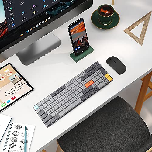 Odycle Low Profile Mechanical Keyboard, 99 Keys Triple-Mode 2.4G/USB-C/Bluetooth Wireless Mechanical Keyboard with RGB Backlit, Compatible with Windows and Mac OS Systems, Blue Switch,Black