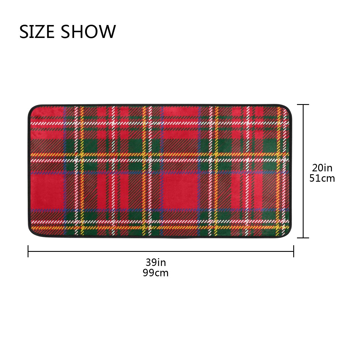 Kitchen Rugs Runner Red Green Tartan Plaid Pattern Comfort Floor Mat Bath Mats Bed Desk Bathroom Area Rug Long Doormat Carpet Home Hotel
