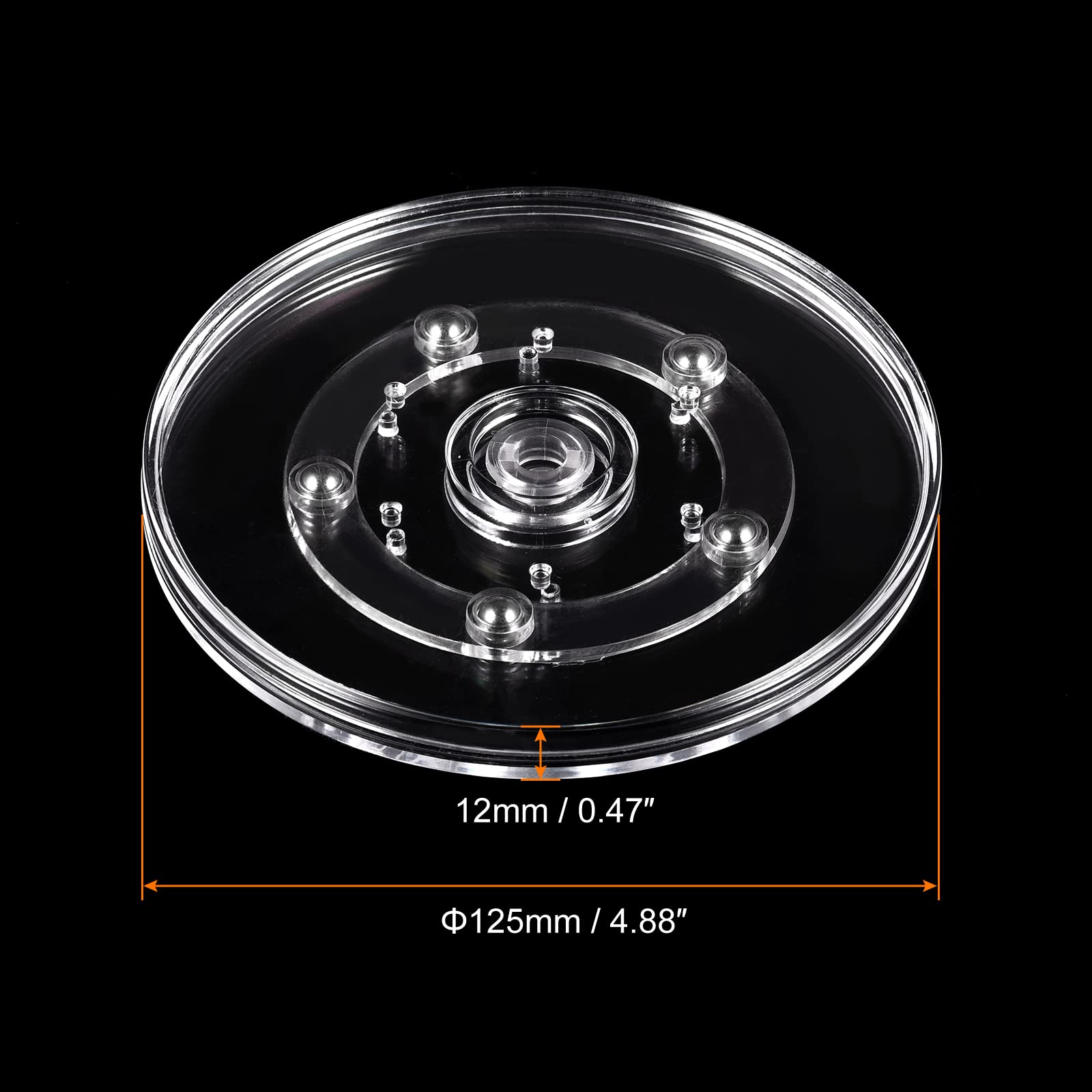 MECCANIXITY 5inch Rotating Swivel Stand with Steel Ball Bearings Lazy Susan Base Turntable for Kitchen Corner Cabinets, Clear Pack of 3