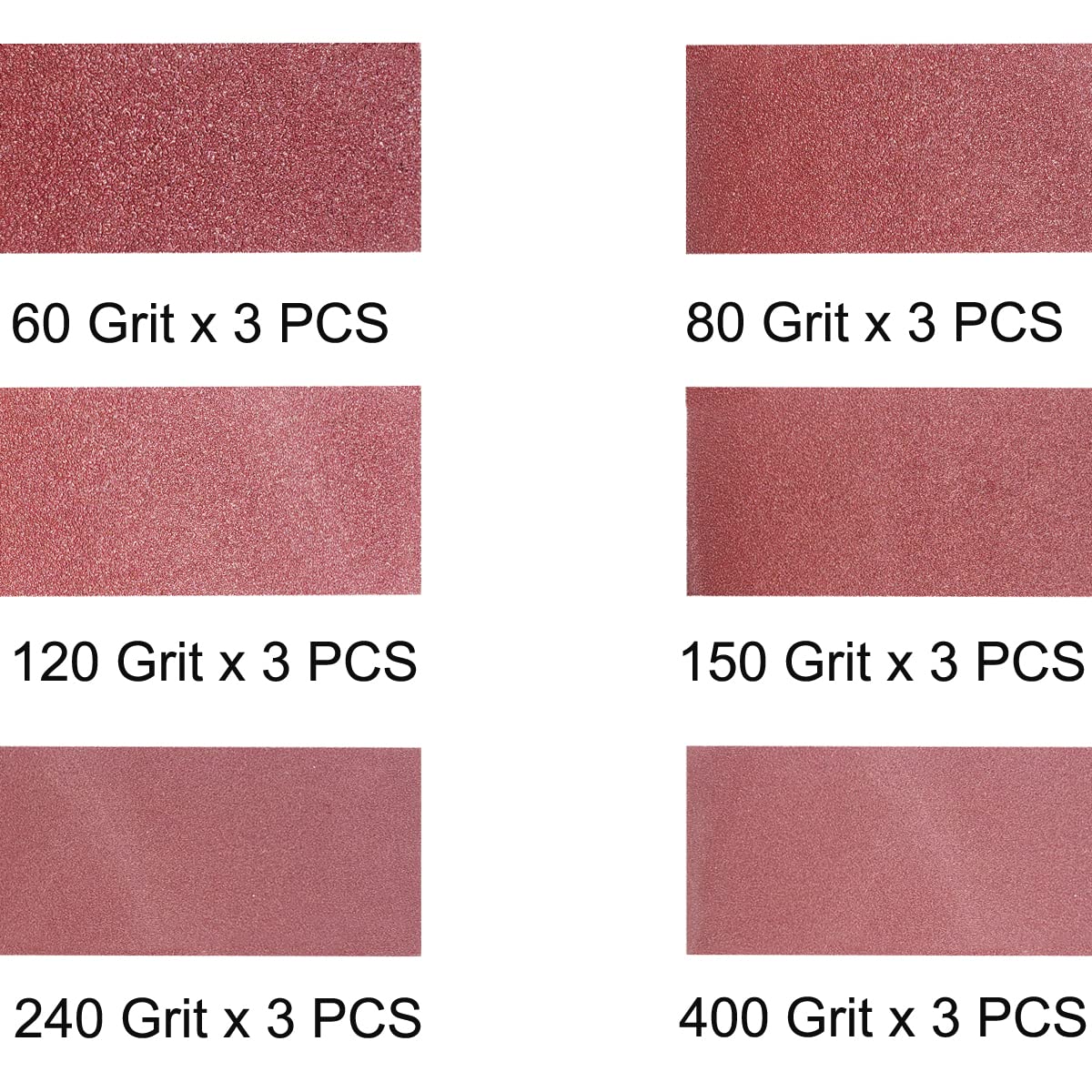 M-jump 18 PCS 3 x 21 inch Aluminum Oxide Sanding Belt Kit-Include 3 Each of 60 80 120 150 240 400 Grits-Premium Sandpaper Sander Belt for Portable Belt Sander