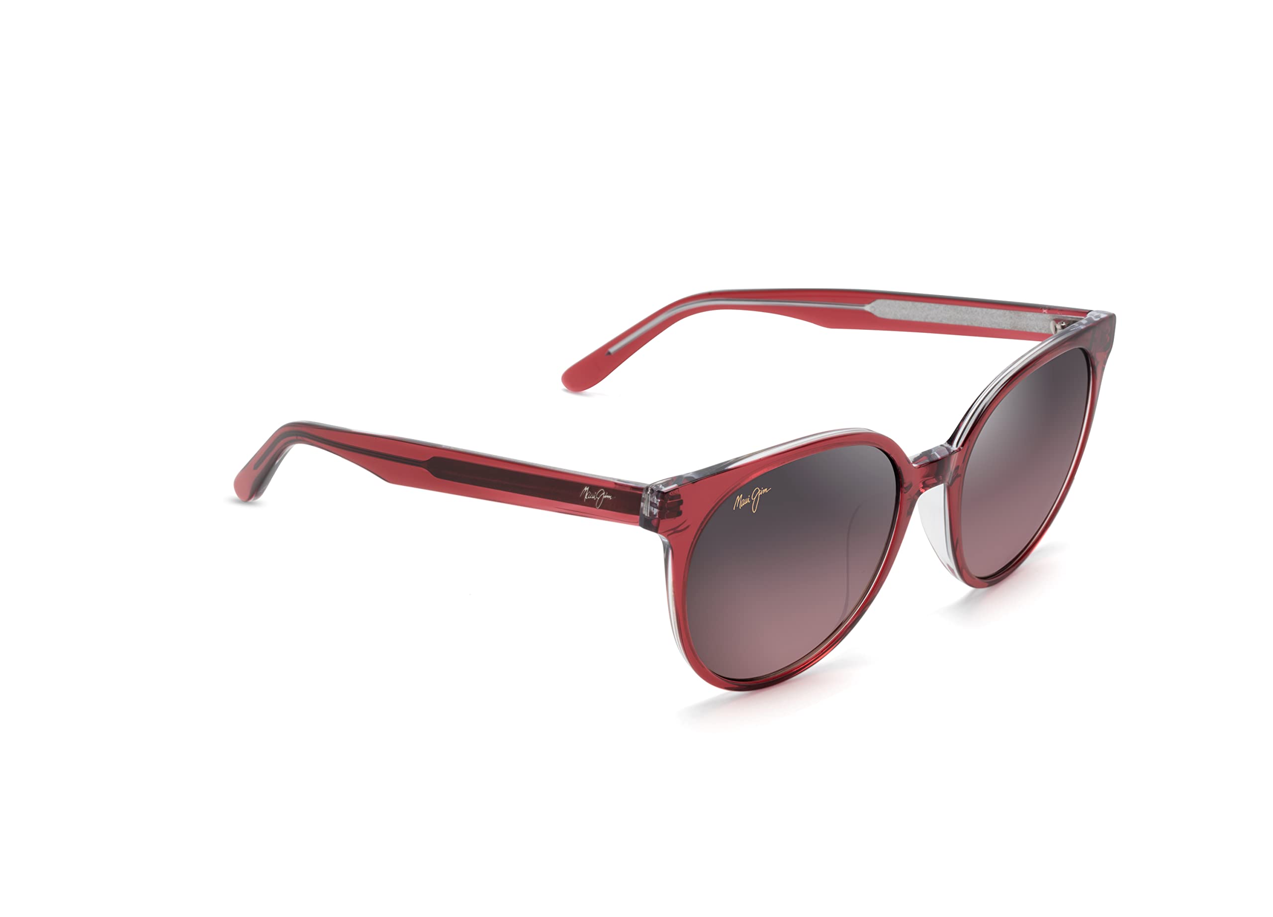 Maui Jim Women's Mehana Polarized Cat Eye Sunglasses, Black with Crystal/Neutral Grey, Medium