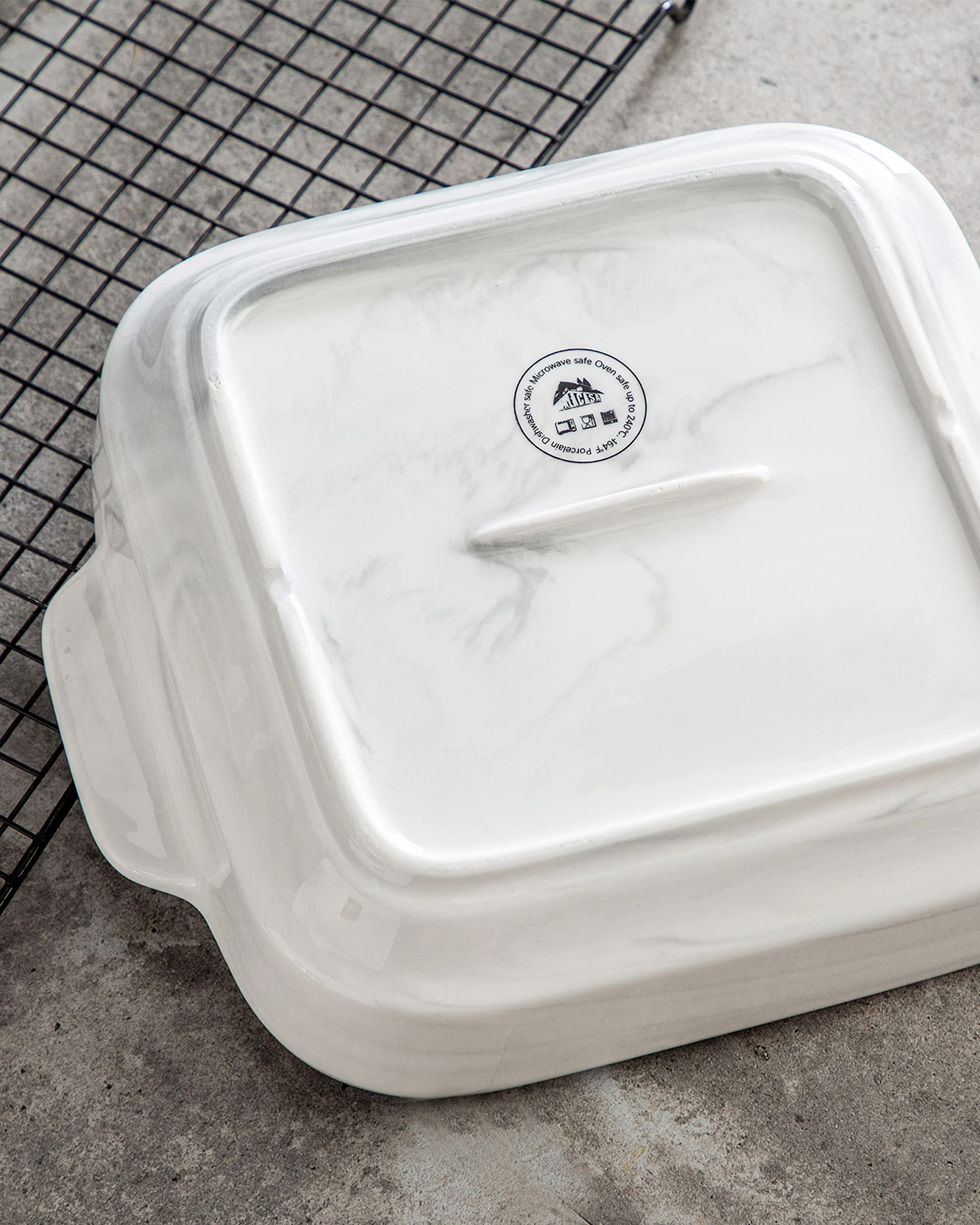MALACASA Baking Dish, Square Lasagna Pan, 1.6 QT Baking Pan, Deep Casserole Dish for Cooking, Kitchen, Family Dinner, Banquet and Daily Use, 8.5 x 8.5 x 2.5 inch, Series BAKE-GREY