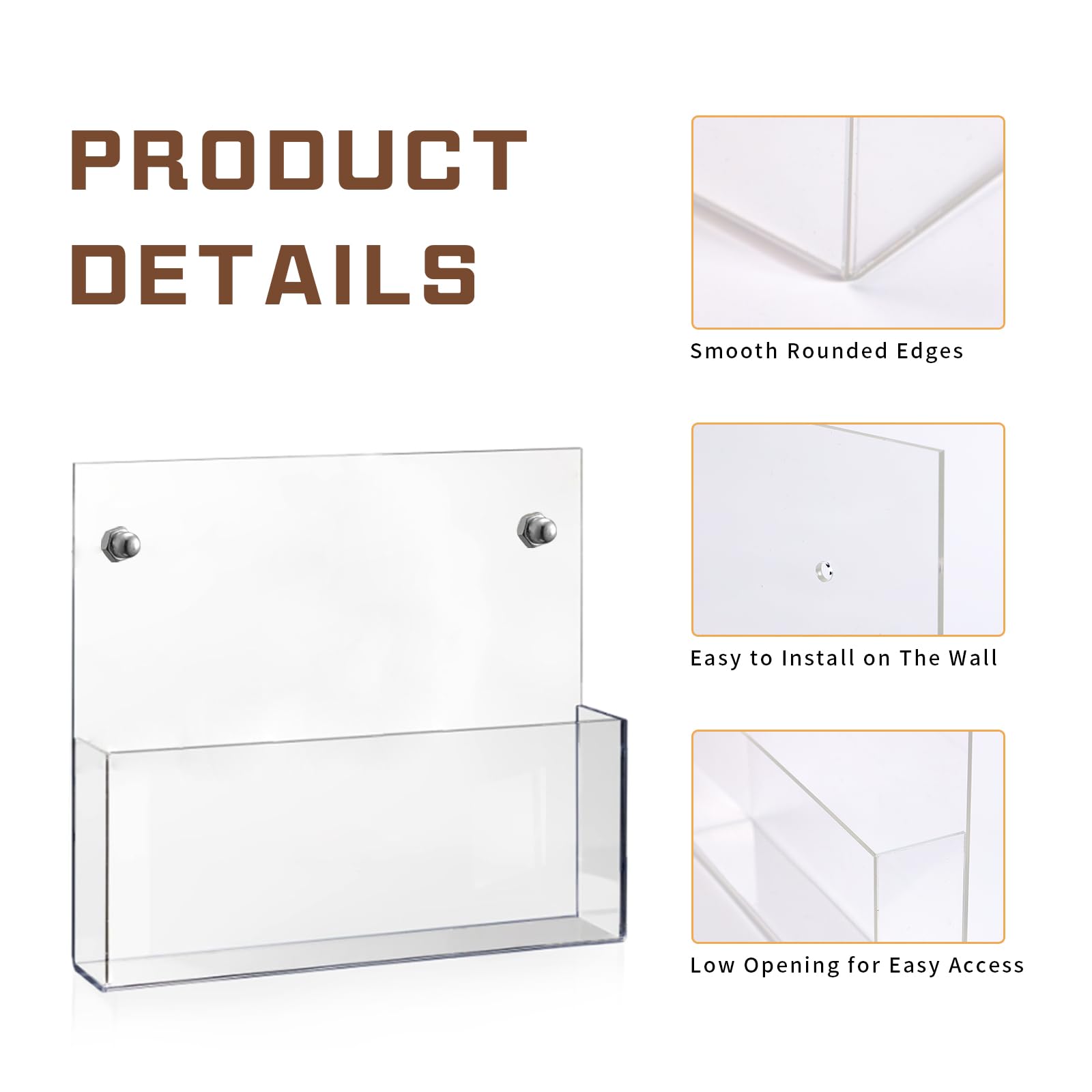 HZE Clear Acrylic Wall File Organizer, 2 Pack Large Office Wall Organizer with Premium, Space Saving Mail Holder for Wall for File Folders, School Mailbox, Home/Office Papers (12.99''Lx 11.8''W)