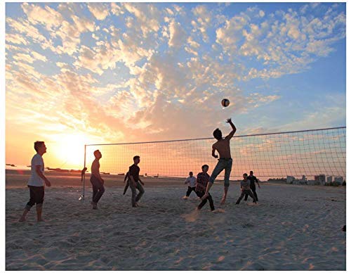 Large Portable Adjustable Volleyball Net Training Net Foldable Official Standard Size Indoor Outdoor Sports Equipment for Backyard Schoolyard Pool Beach Driveway
