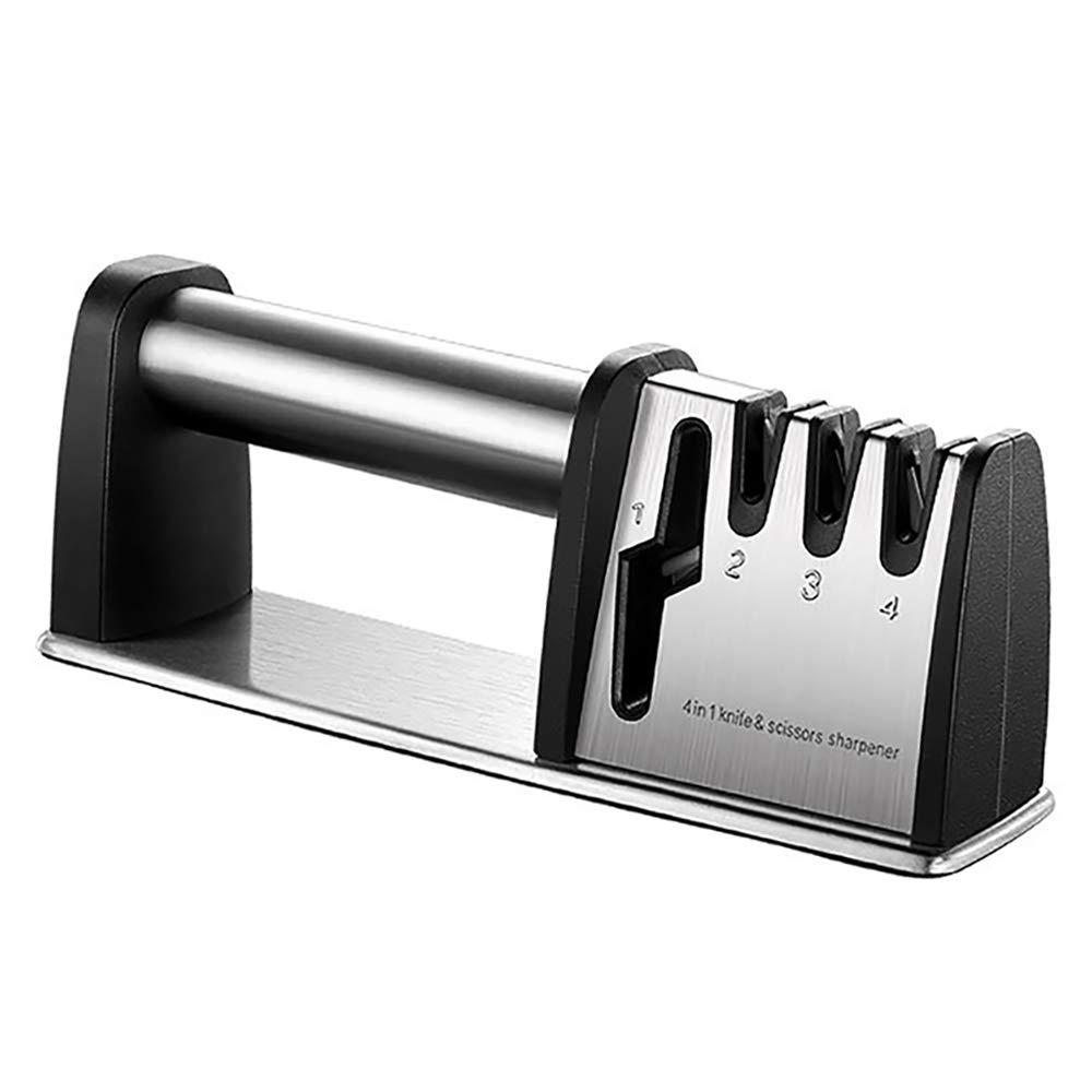 Kitchen Knife Sharpener,3-Stage Speed Sharpening Restore Knives with Non-slip Base and Esay to Use (Silver)